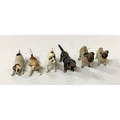 Six small antique cold painted, cast metal dogs including Pugs (6)