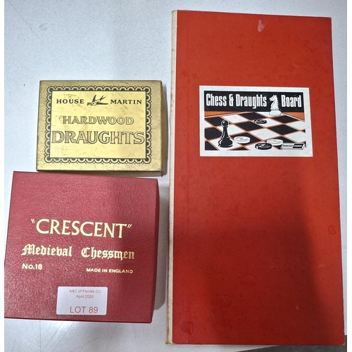 Boxed "House Martin" Hardwood draughts, a boxed set of "Crescent" no 18 ...