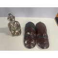 Metal Policeman money box with 2 African hand carved faces (2)