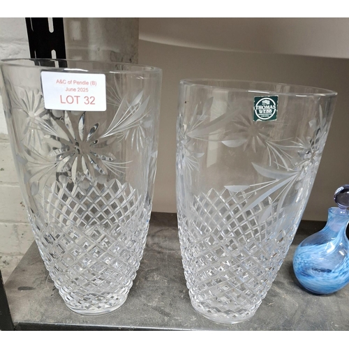 Large, heavy Thomas Webb cut-glass vase together with a similar, older ...
