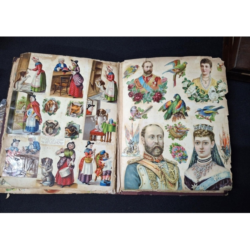 Stunning Victorian 1886 coloured cut-out scrap book (full) put together ...