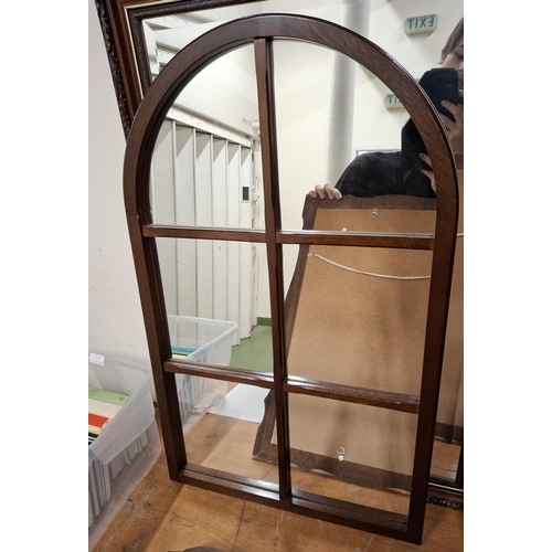 Collection of three various, modern dark wood framed mirrors (3)