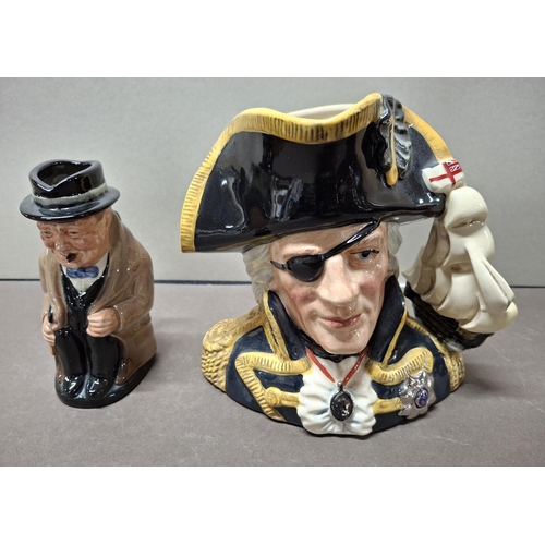 Royal Doulton toby jugs, "Winston Churchill" and "Vice-Admiral Lord ...