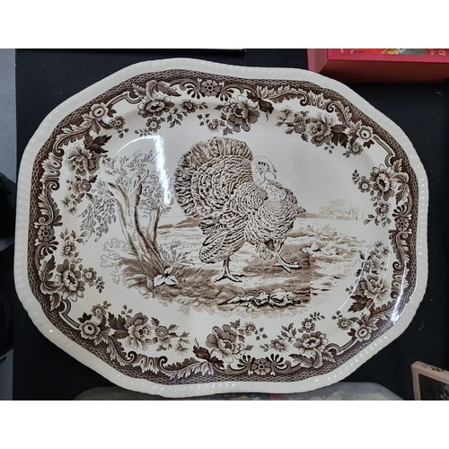 Spode woodland turkey serving platter, measures 23 x 18 inches