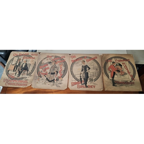 Four small hand-drawn advertising posters for Ru Allan and his ...