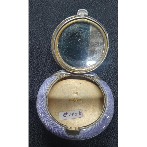 Stunning enamelled, heavy Chester 1926 hallmarked pill-box, 36 grams