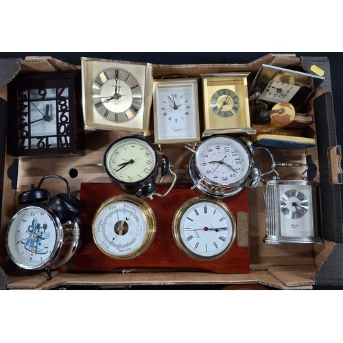 Box full of mantle and alarm clocks etc (Qty)