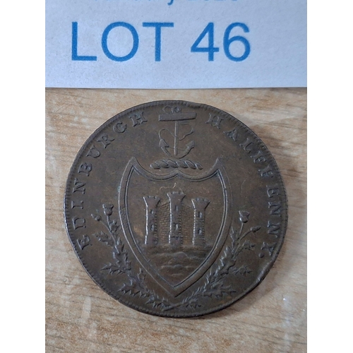 Edinburgh 1790 workhouse half penny token - Very Fine Condition