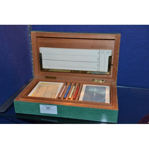 Shagreen style box, fitted with bridge set