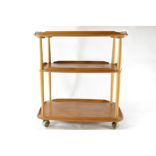 Ercol 458 Windsor three tier trolley. Natural finish. L71cm W46cm H77cm