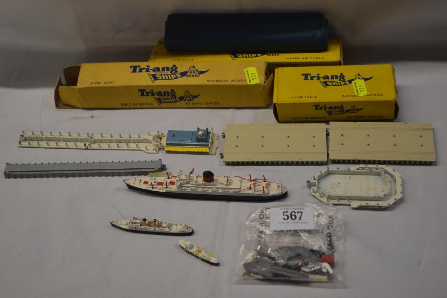 Tri-ang Ships Waterline models. Three full boxes, three ships in ...