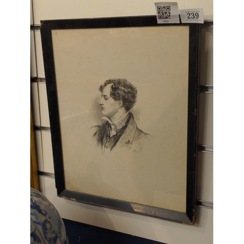 Portrait of Lord Byron, print by Henry Linton (1815-1899) after Edmond ...