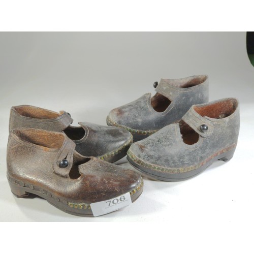 Two pairs of child's Lancashire clogs