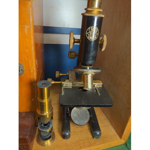 Cased Microscope, C Baker London 9687 model number. Some accessories ...