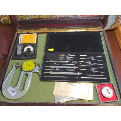 Cased Riefler technical drawing instruments, Baty measuring gauge and ...