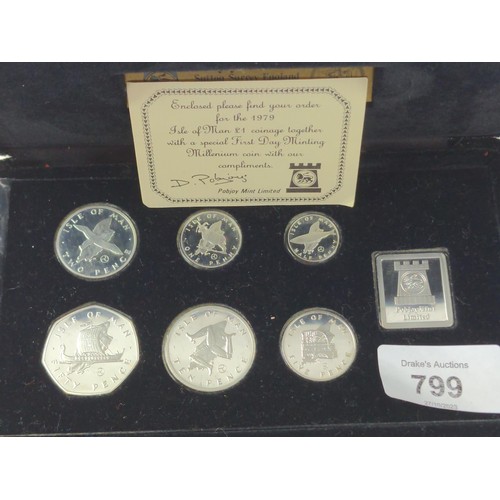 Cased Pobjoy Mint Isle of Man 1978 silver proof coin set and an unboxed ...