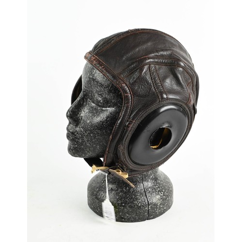 WWII Slote & Klein AN6540-2L leather flight helmet, size large