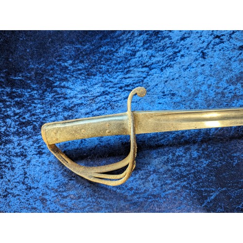 1853 pattern cavalry sword, side of blade with worn stamp 'EEVE ...
