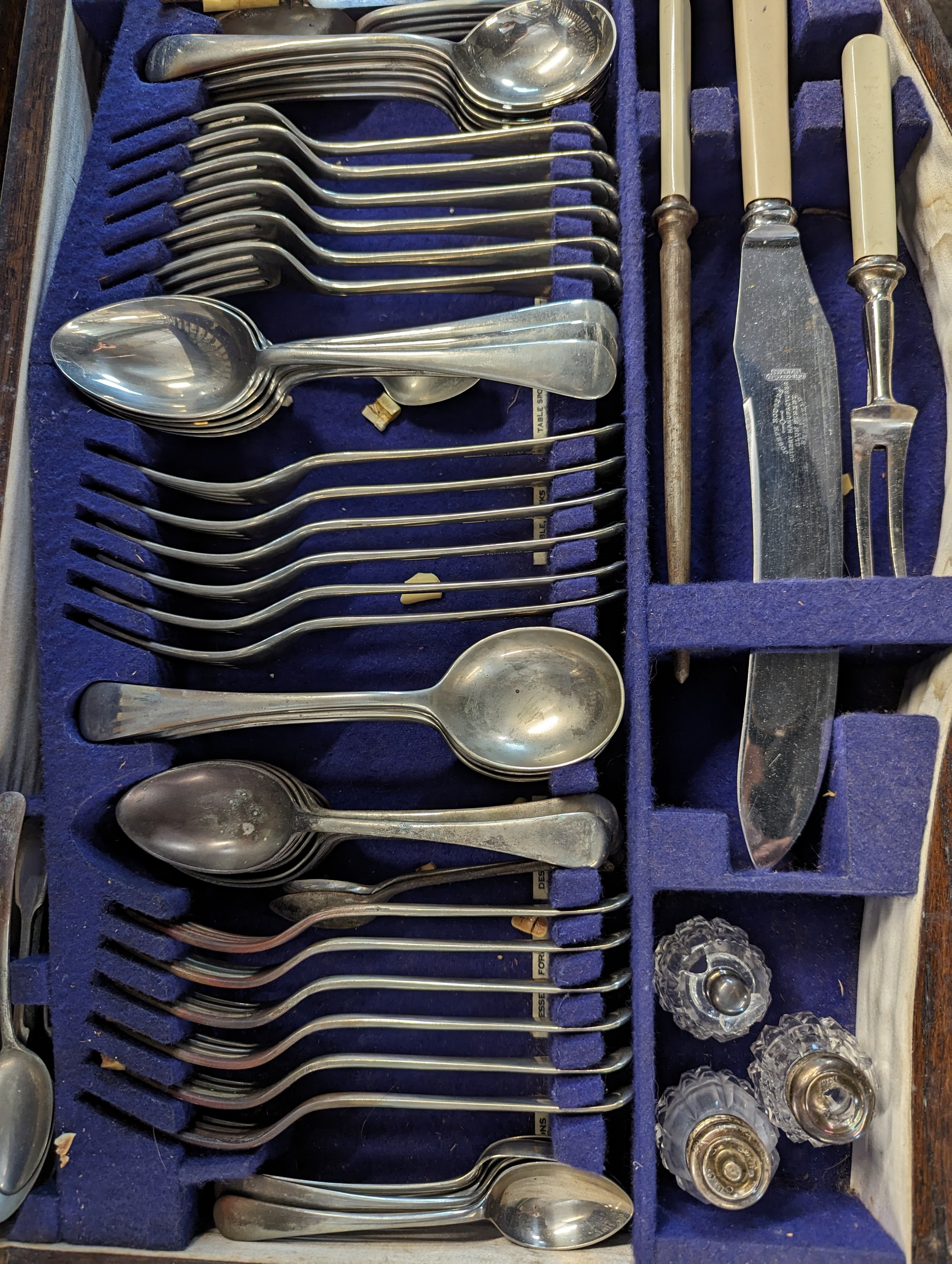 Large canteen of Crown Silver stainless nickel cutlery / table ...