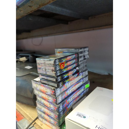 Six blank VHS & eleven blank cassette