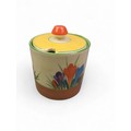 Clarice Cliff for Wilkinson crocus pattern preserve pot and cover, ht ...