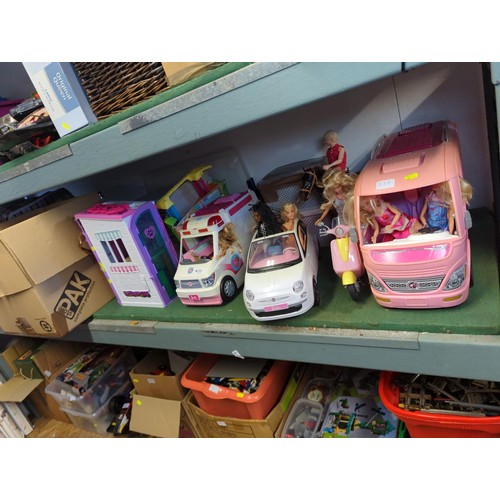 Large Quantity of Barbie Doll Equipment includes Vehicles, Houses & Barbies