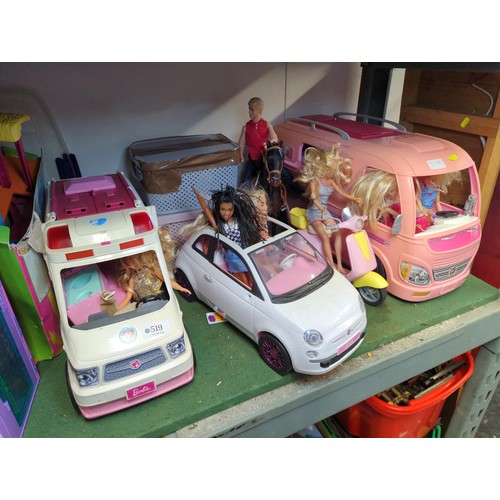Large Quantity of Barbie Doll Equipment includes Vehicles, Houses & Barbies