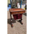 Mahogany Haberdashery table with key, lower pull out basket ...