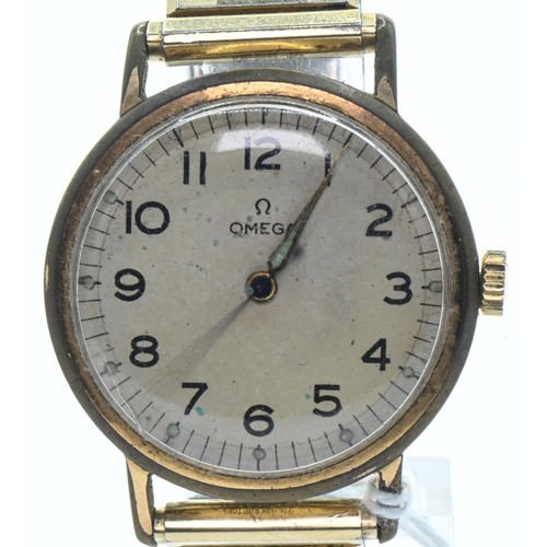 Omega plated gents watch, circa 1943, the off white dial with Arabic ...