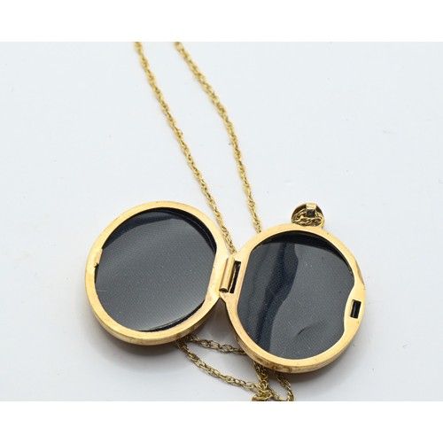 9ct gold and diamond chip locket and neck chain, locket hallmarked and ...