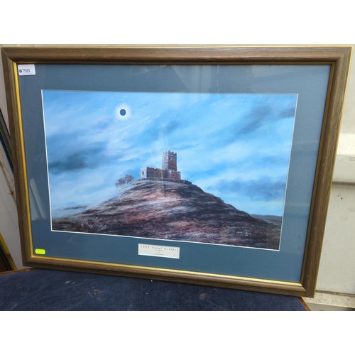 Arthur Reed print of Brentor 1999 Total Eclipse, framed 70 x 52cm