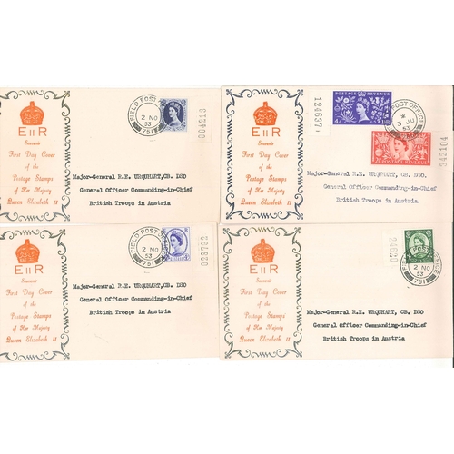 UK FDCs; 1952-54 almost complete set of definitives on FDCs, all with ...
