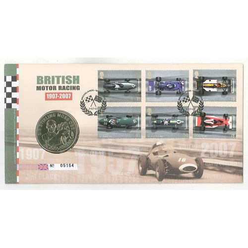 UK PNCs; 2007 Motor Racing set on cover with medallion.