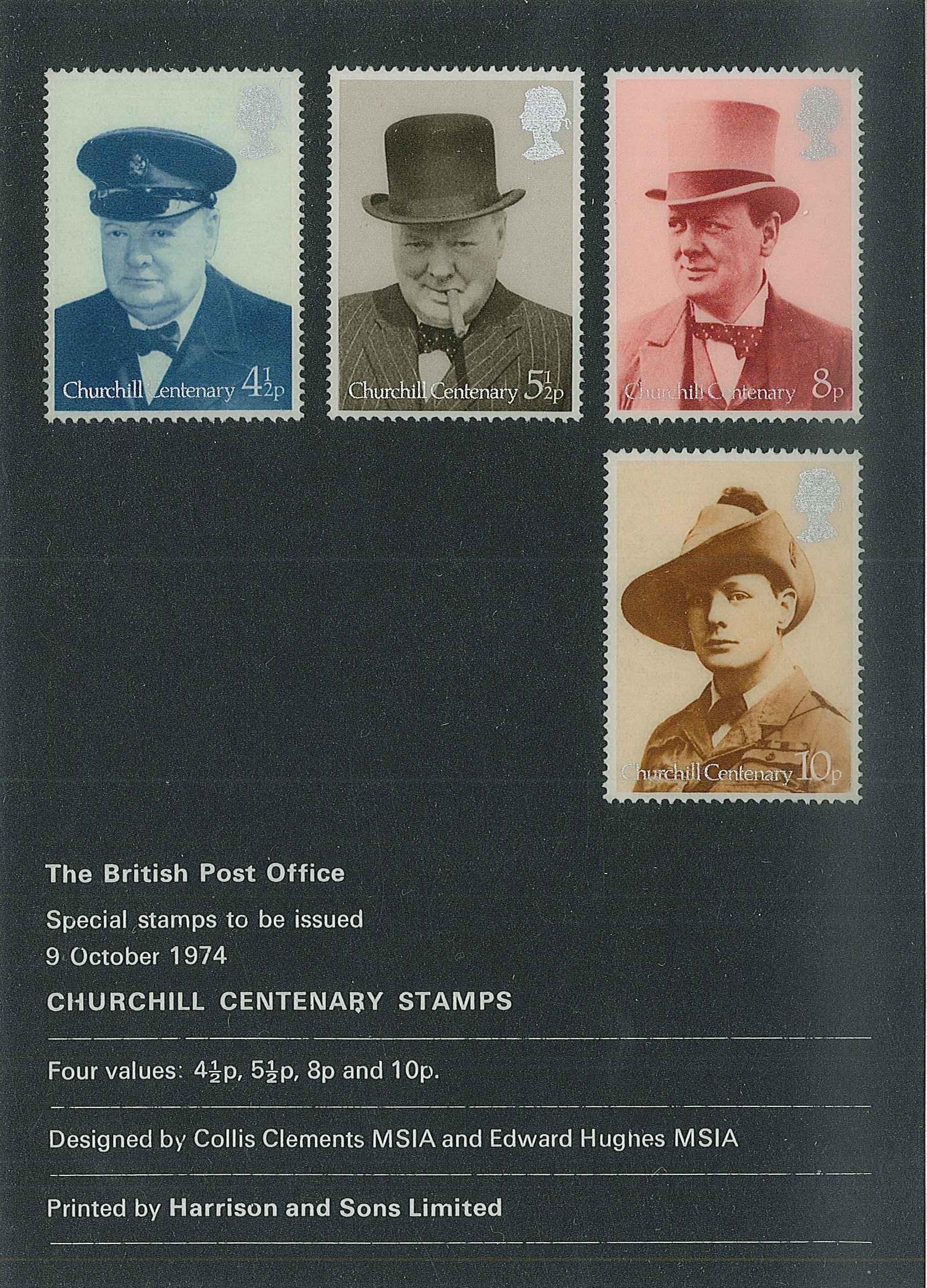 UK Publicity Cards; 1974 Churchill set sealed in plastic card, as sent ...