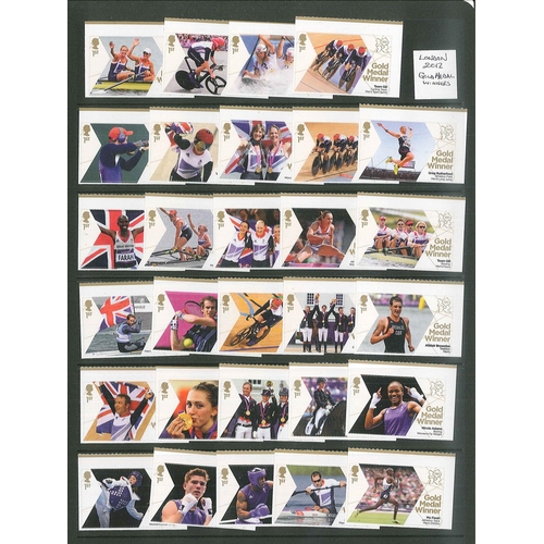 UK; 2012 Olympic Gold Medal Winners set of 29 single stamps u.m., face ...