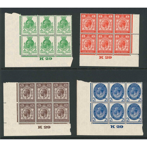 UK; 1929 PUC low values set (4) in u.m. corner marginal control K29 ...