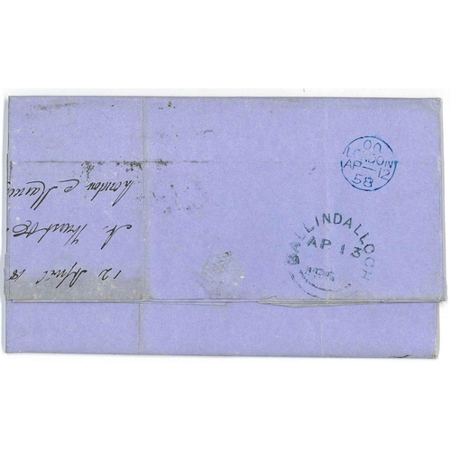 UK Postal History; 1858 entire London to Glenlivet with Penny Red Star ...
