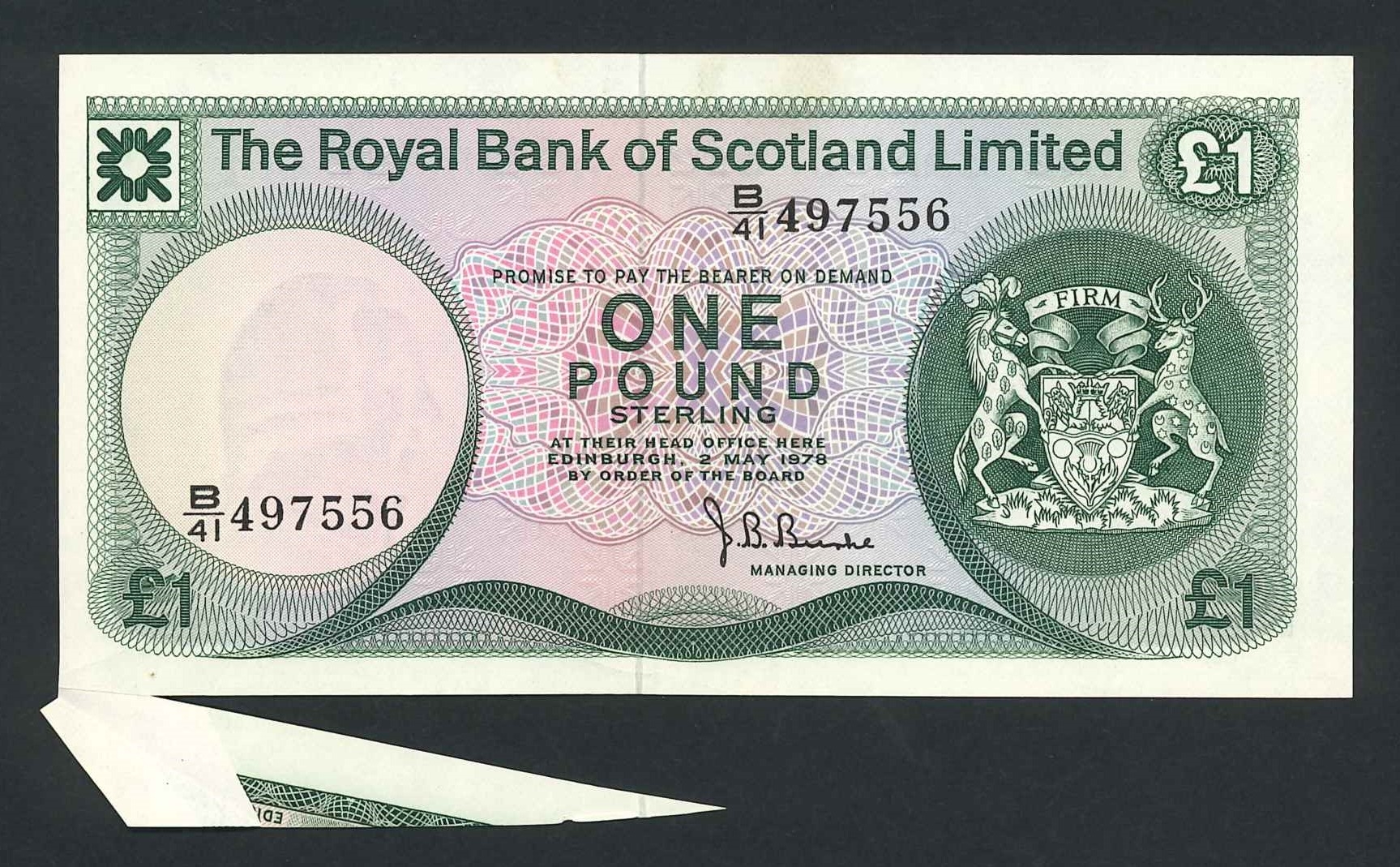 Banknotes; Scotland; Royal Bank of Scotland; 1978 (2 May) £1 note with ...