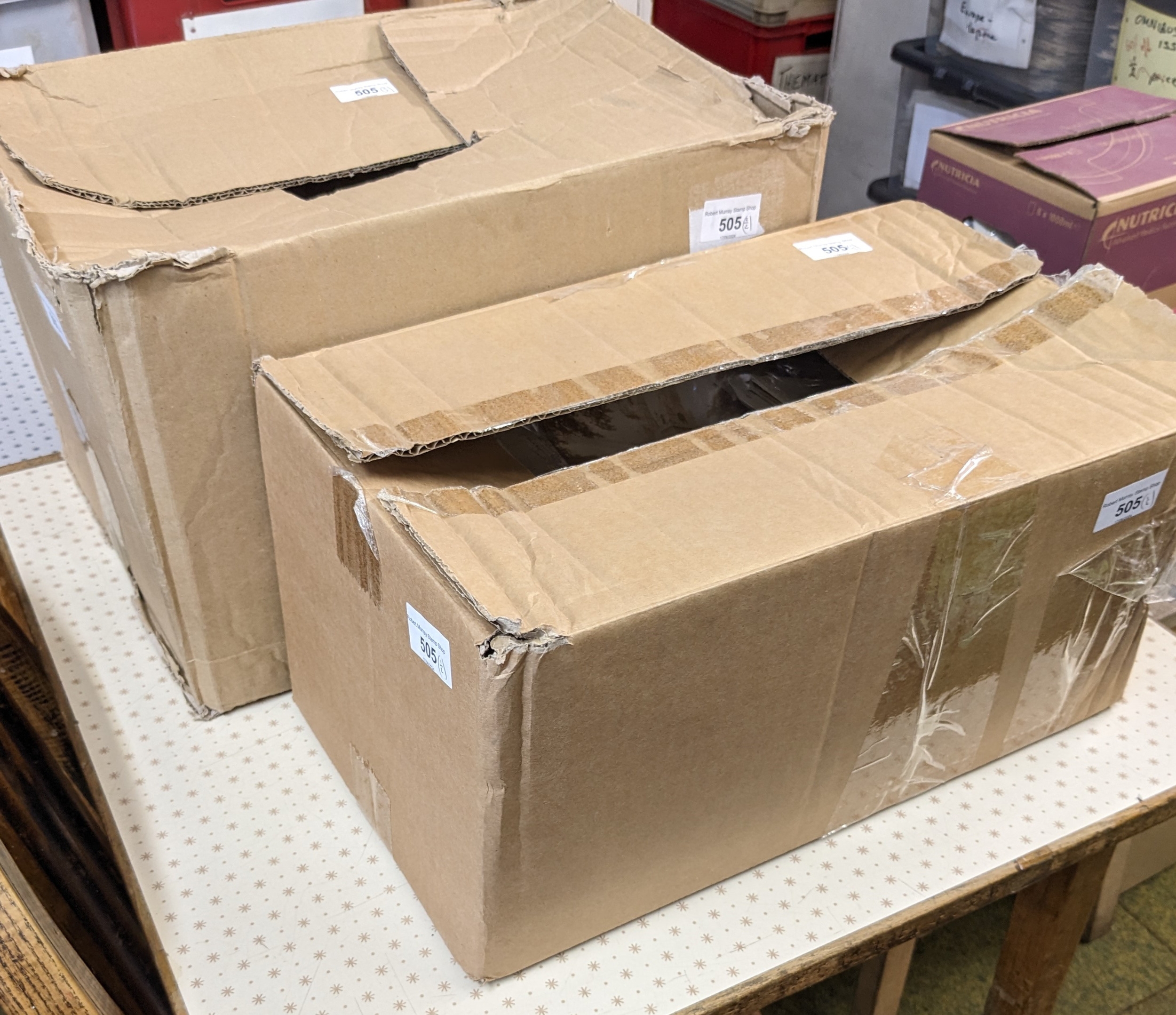 Collectables; two mixed cartons with coins, ephemera, some cigarette ...