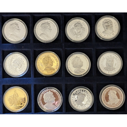 Coins; presentation box with 31 mixed modern coins or medallions ...