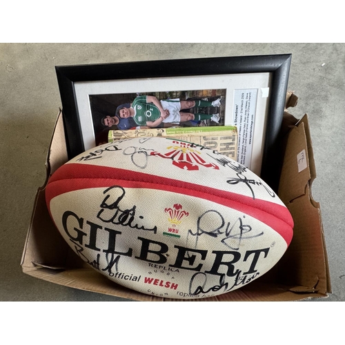 SIGNED RUGBY BALL & 2009 SIX NATIONS PICTURE
