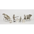 A Chinese Export Silver Condiment Set, stamped "Made in H.K" with an ...