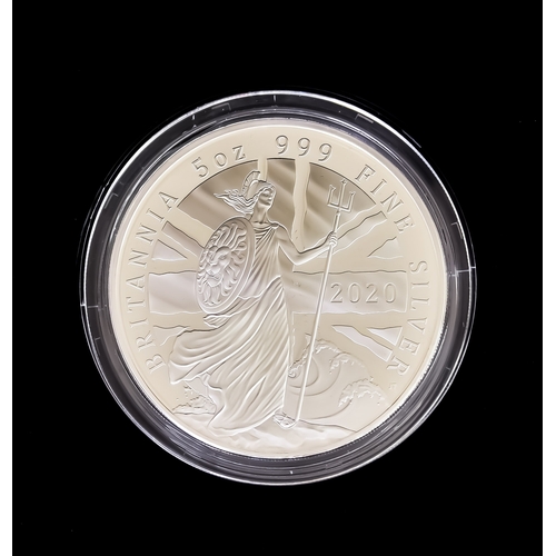 An Elizabeth II Five Ounce Silver Proof Britannia Coin, 2020, in The ...