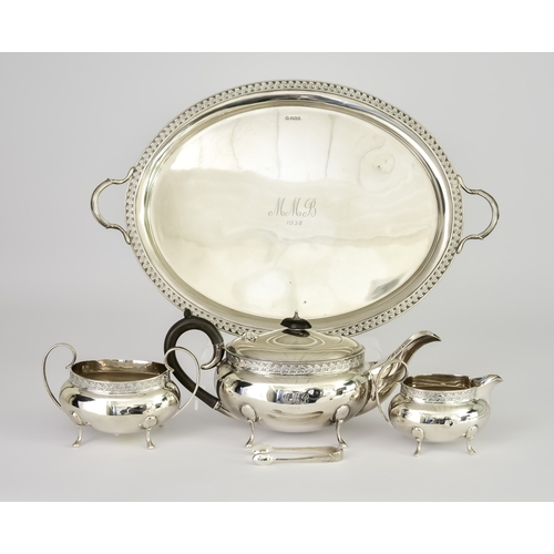 A George VI Silver Oval Four Piece Tea Service, by Francis Howard Ltd ...