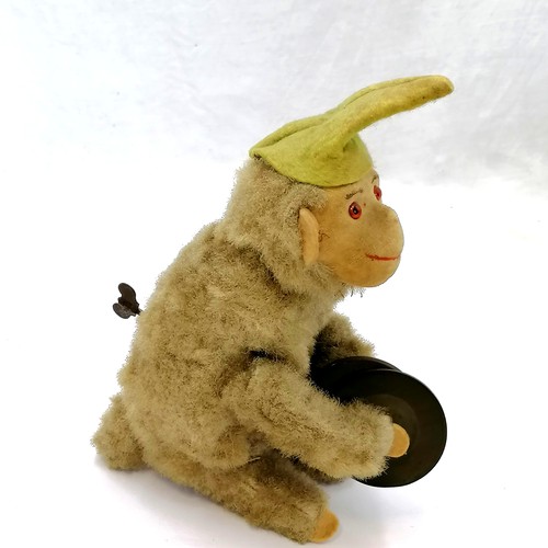 antique clockwork monkey with cymbals 8" tall. trying to work probably ...