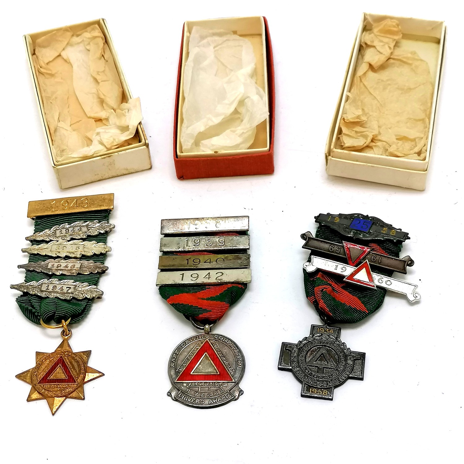 1943 \47 Safe Driving Competition Medal, 1938/42 silver Safe Driving ...