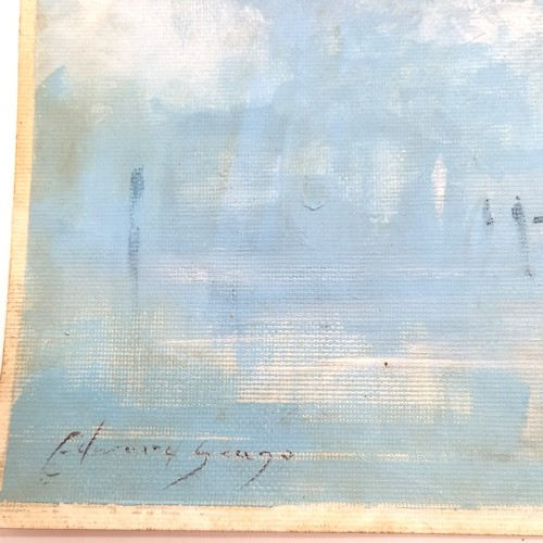 Oil on canvas of some boats in a peaceful bay with onlookers bearing ...