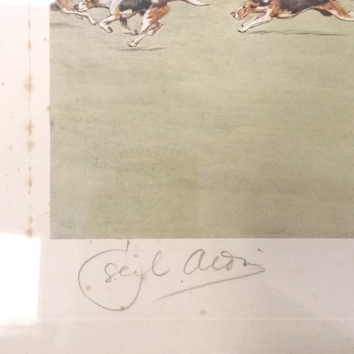 Pair of large-scale framed Cecil Aldin signed hunting prints, foxing to ...