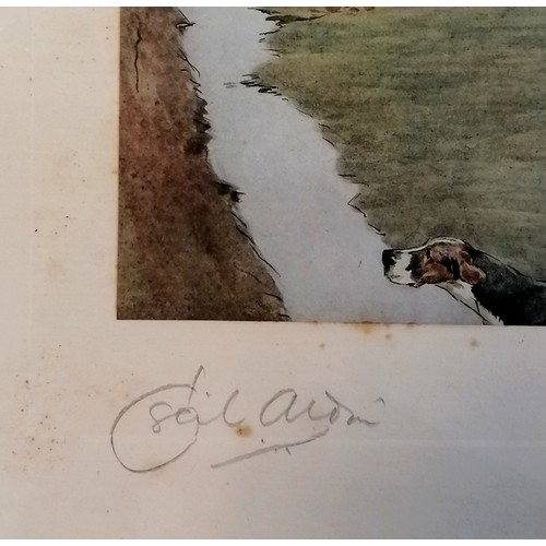Pair of large-scale framed Cecil Aldin signed hunting prints, foxing to ...