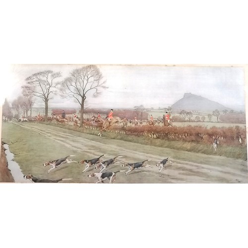 Pair of large-scale framed Cecil Aldin signed hunting prints, foxing to ...